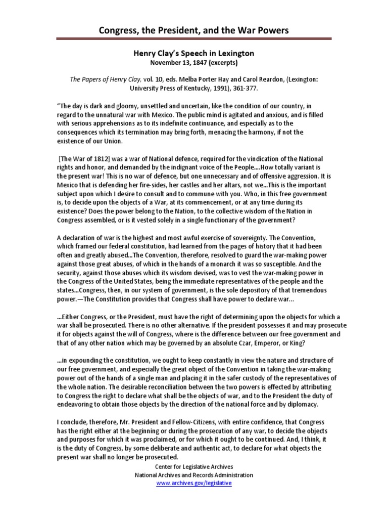 Historical Statements For War | PDF | Presidents Of The United States ...