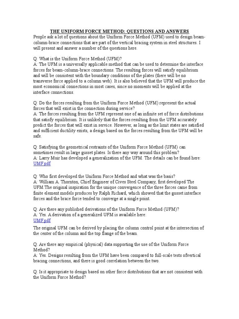 The Uniform Force Mothod | PDF | Beam (Structure) | Column