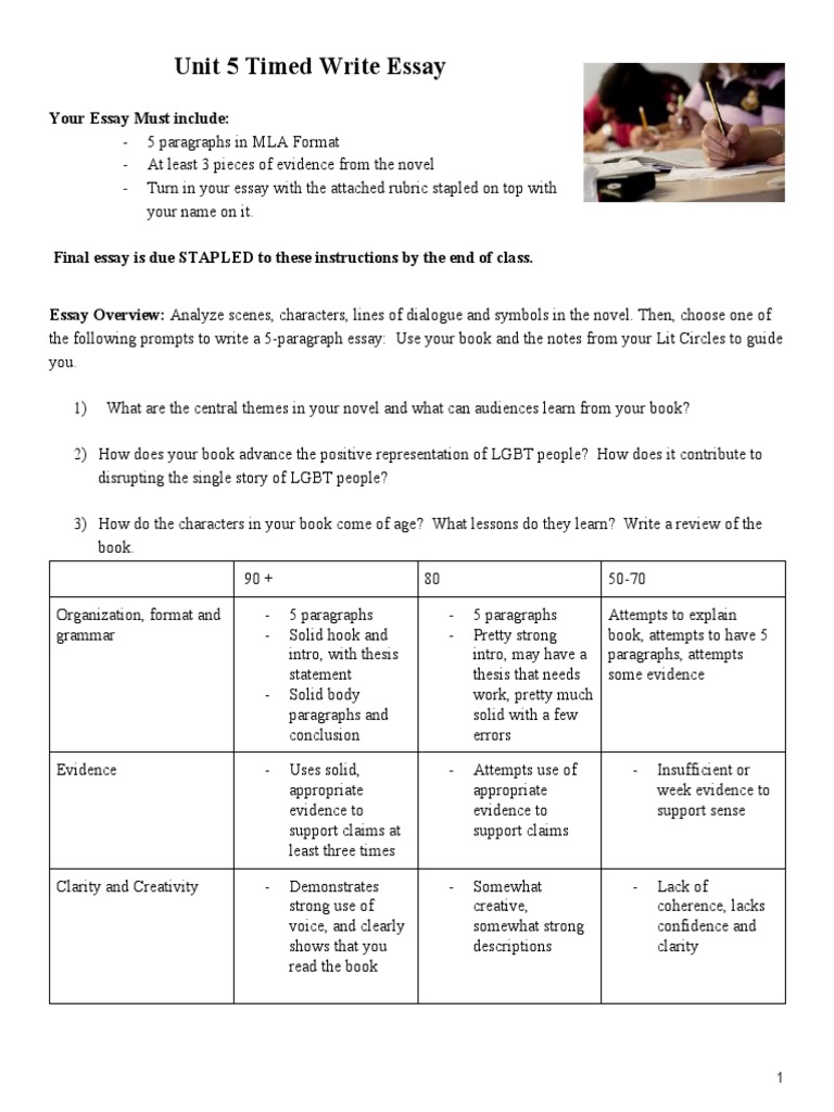 Unit 5 Timed Write Essay: Your Essay Must Include | PDF | Essays ...