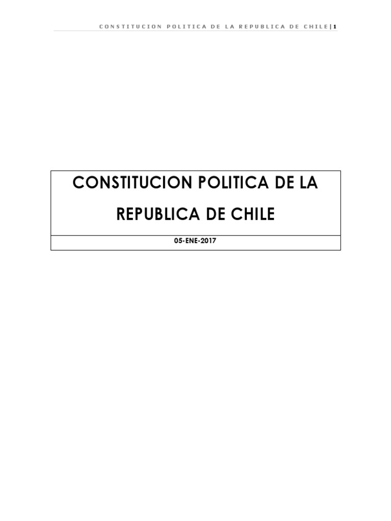 Constitucion Politica de La Republica de Chile | PDF | Estado (política ...