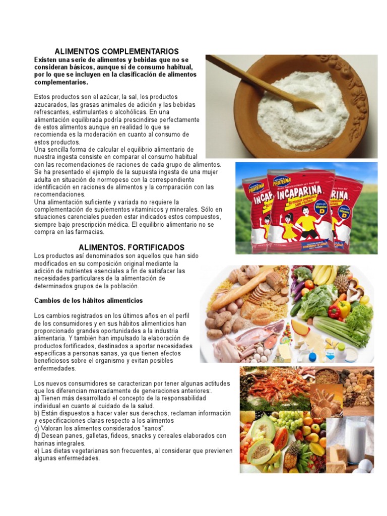 Alimentos Complementarios | PDF | Alimentos | Nutrición