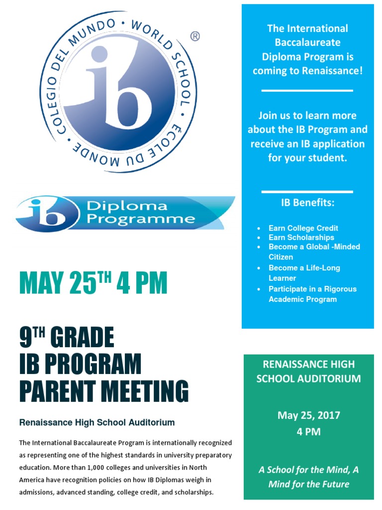 IB Program Info Session at Renaissance | PDF | Quality Of Life | Sharing