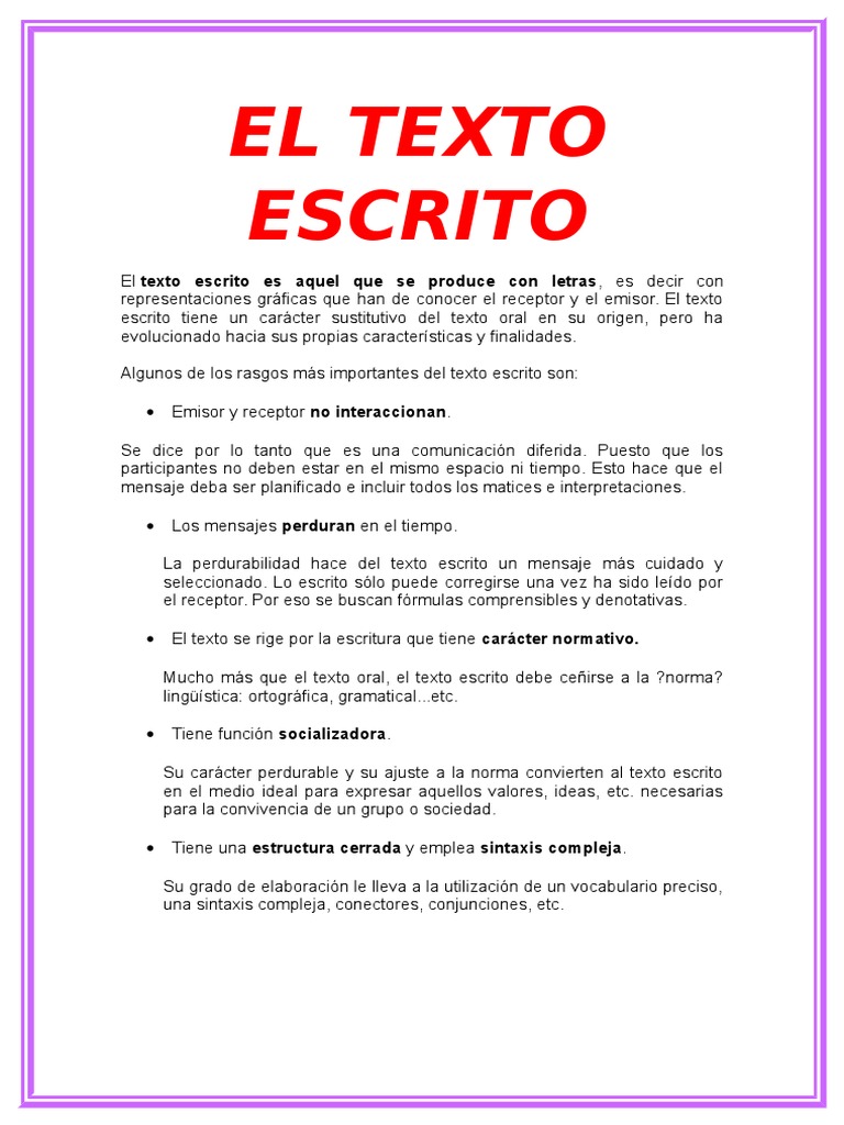 El Texto Escrito | PDF