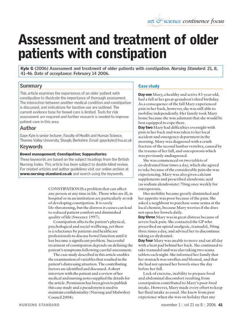 Assessment Constipation PDF | PDF | Constipation | Human Feces