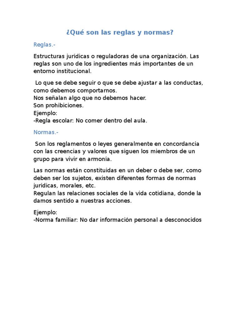 Qué Son Las Reglas y Normas | PDF