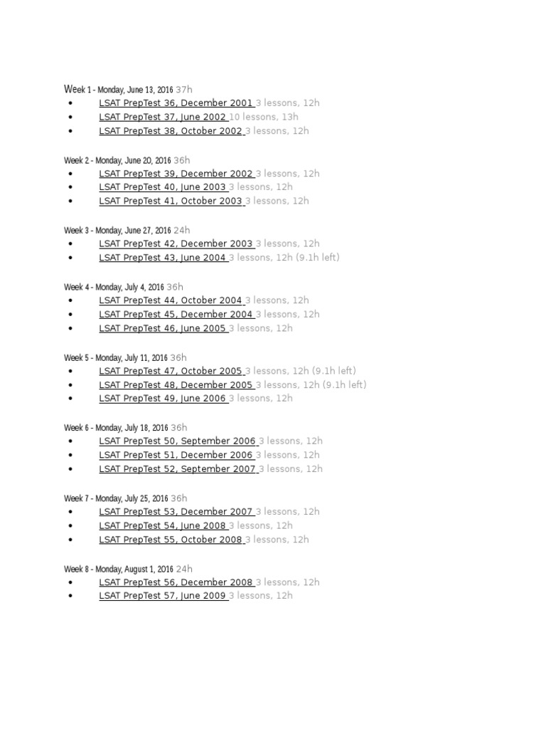 Lsat Study Schedule | PDF