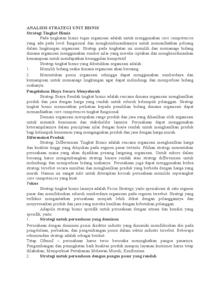 Analisis Strategi Unit Bisnis | PDF | Bisnis