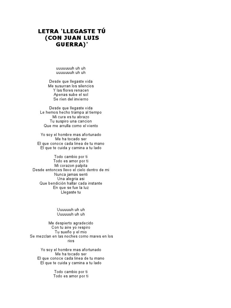 Letra Juan Luis Guerra y Fonsi | PDF