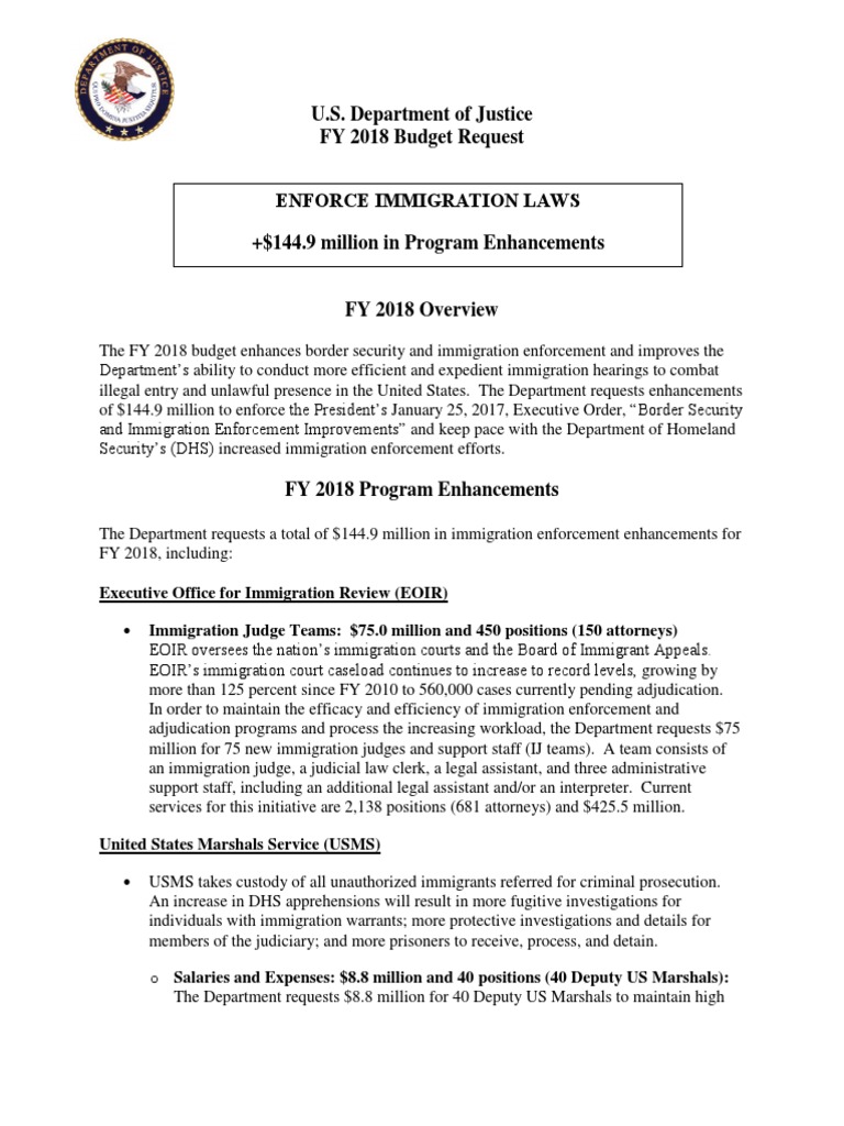 Enforce Immigration Laws Fact Sheet | PDF | United States Marshals ...