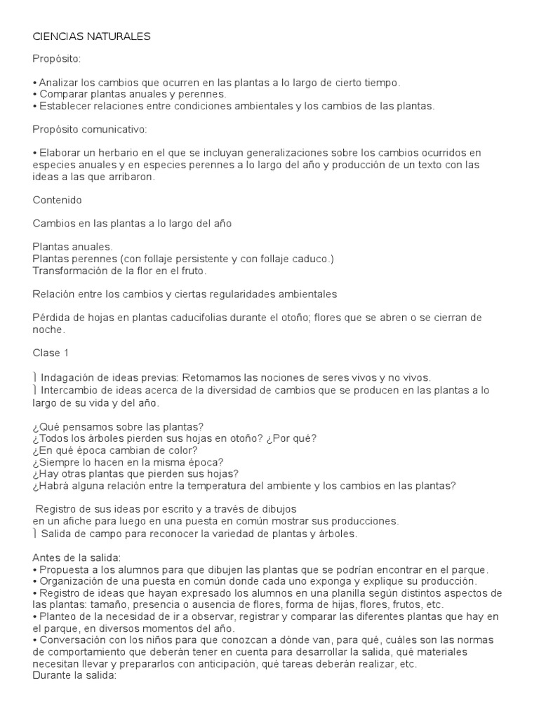Ciencias Naturales Cambios en Las Plantas 3 | PDF | Arboles | Plantas