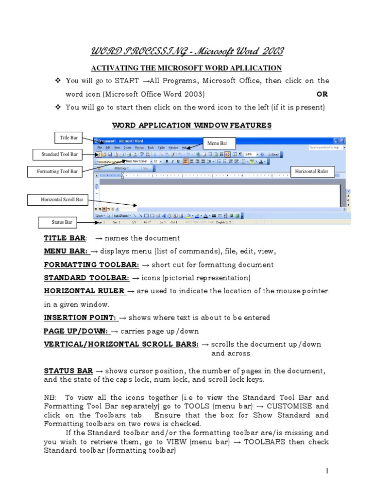 WORD PROCESSING - Microsoft Word 2003: You Will Go To | PDF | Point And ...