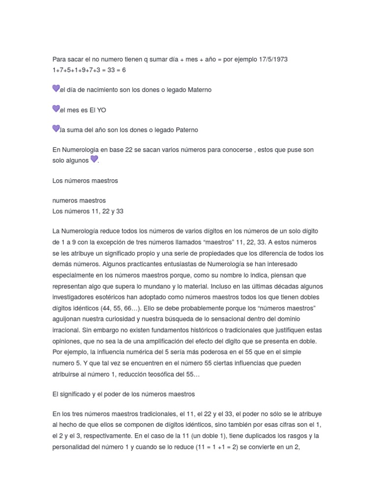 Los números maestros en la numerología: el significado espiritual del 11, 22 y 33 | PDF ...