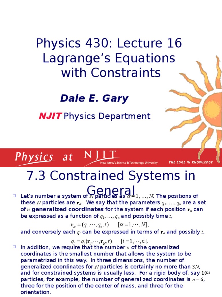 Lagrange's Equations with Constraints: A Proof of the Fundamental ...