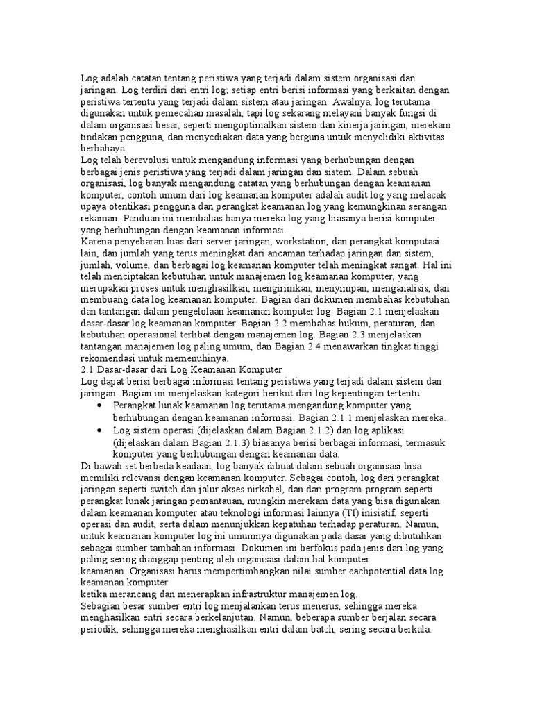 Log Adalah Catatan Tentang Peristiwa Yang Terjadi Dalam Sistem ...