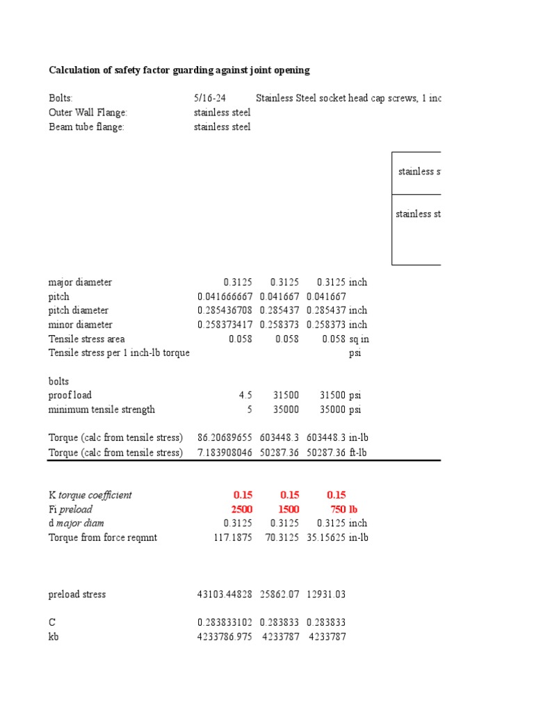 Bolted Joint Calculator | PDF | Screw | Mechanical Engineering