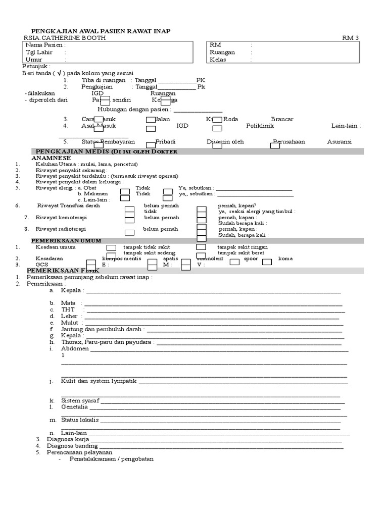 Pengkajian Awal Pasien Rawat Inap | PDF | Pengembangan Diri | Kesehatan Holistik
