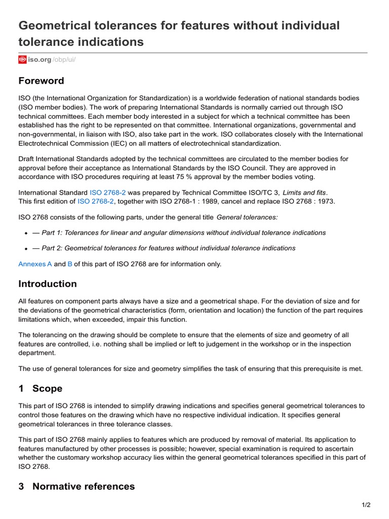 ISO 2768-2 Preview | PDF | International Organization For Standardization | Engineering Tolerance