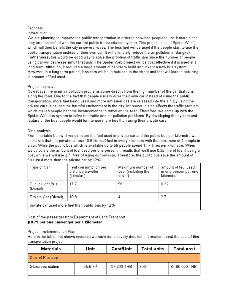 Math Proposal | PDF | Air Pollution | Public Transport
