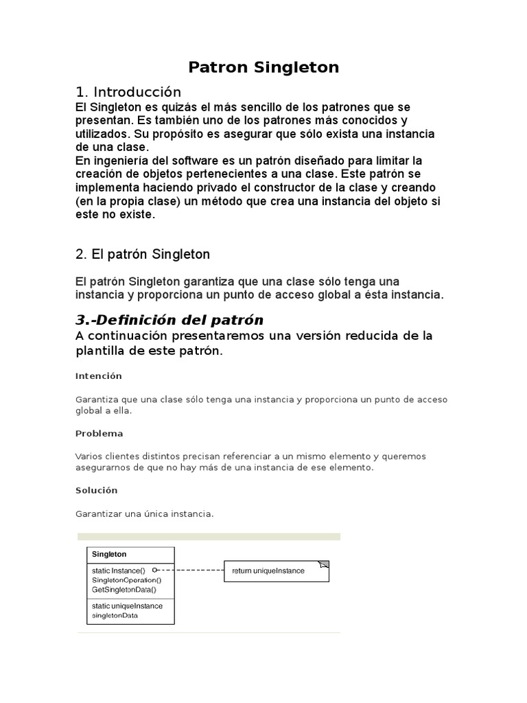 Patron Singleton | PDF | Ingeniería de software | Programación de computadoras