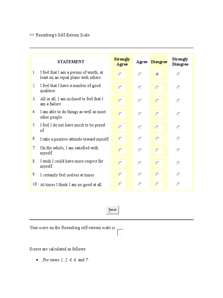 Statement Strongly Agree Agree Disagree Strongly Disagree: For Items 1 ...