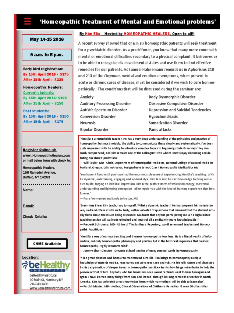 Event Flyer | PDF | Homeopathy | Mental Disorder