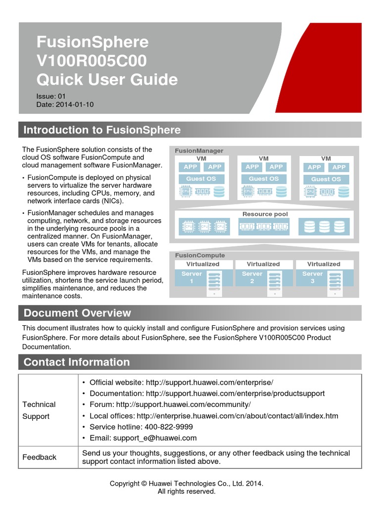 FusionSphere V100R005C00 Quick User Guide 01 | PDF | Computer Network | Gateway (Telecommunications)