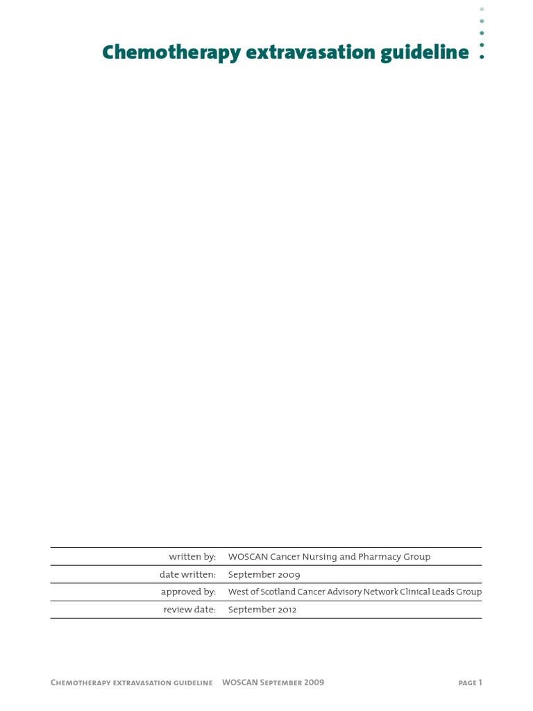 Extravasation Guidance PDF | PDF | Intravenous Therapy | Chemotherapy
