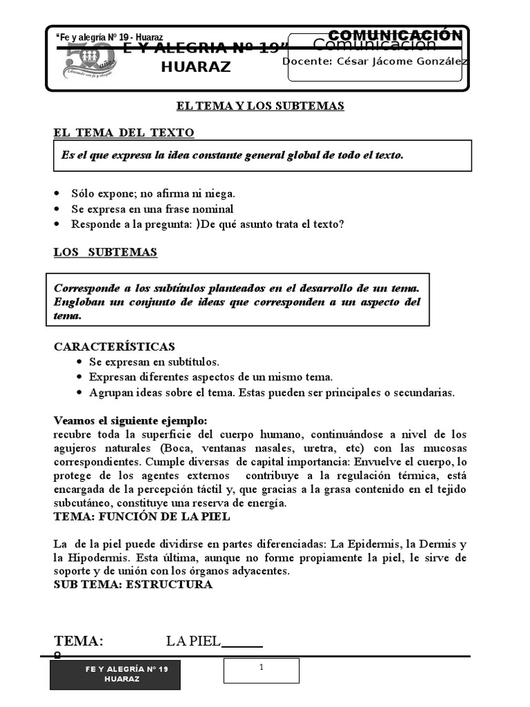 El Tema y Los Sub Temas | PDF