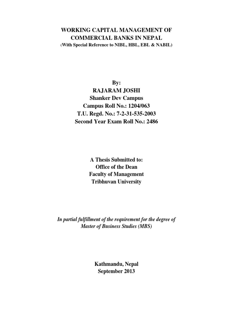 Working Capital Management of Commercial PDF | Download Free PDF | Working Capital | Banks