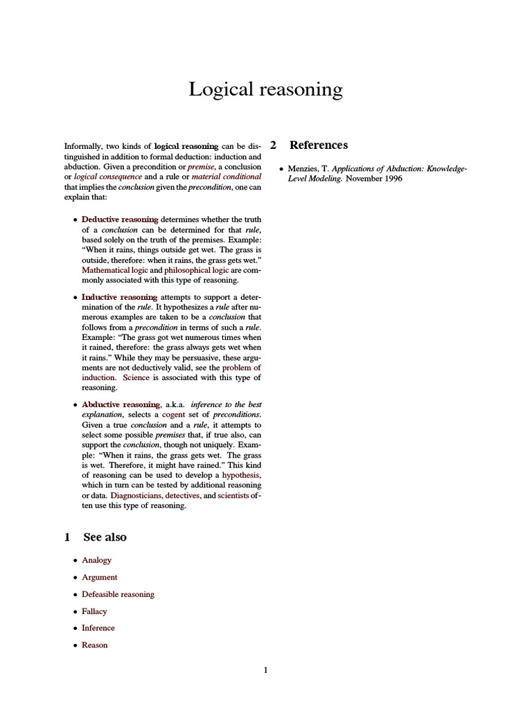 Logical Reasoning - Wikipedia | PDF | Logical Consequence | Inductive Reasoning