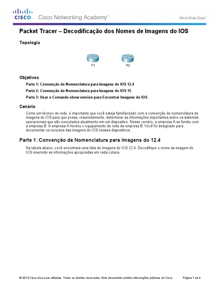 9.1.1.9 Packet Tracer - Decoding IOs Image Names Instructions | PDF ...