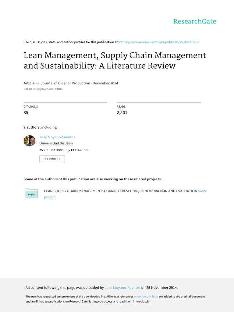 Lean Management, Supply Chain Management and Sustainability A ...