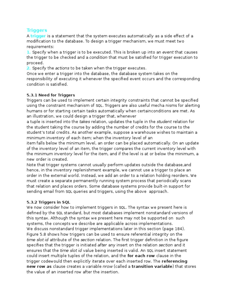 Triggers: Trigger | PDF | Sql | Relational Database