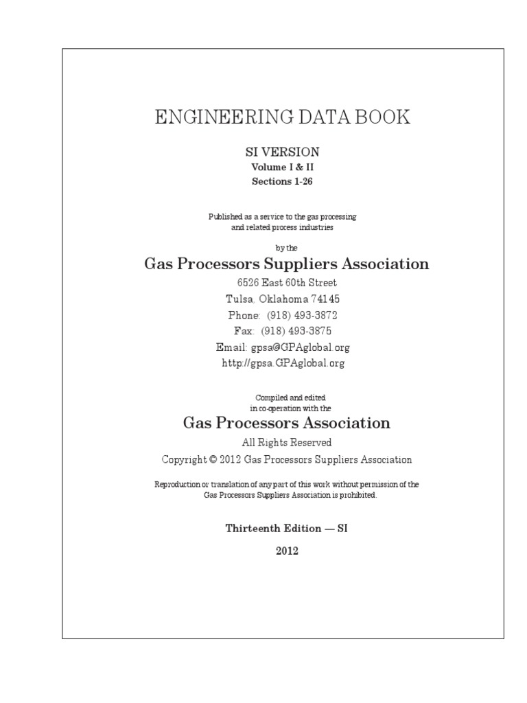 Engineering Data Book: Gas Processors Suppliers Association | PDF ...