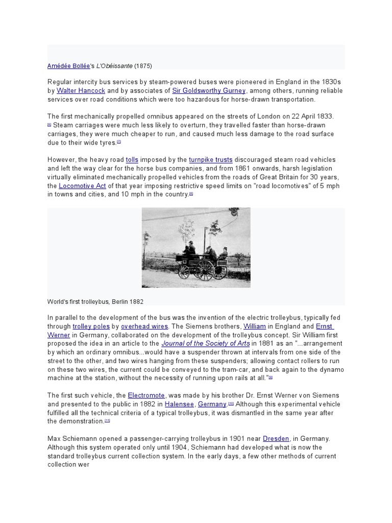 Walter Hancock Sir Goldsworthy Gurney: Amédée Bollée | PDF | Bus | Road Transport