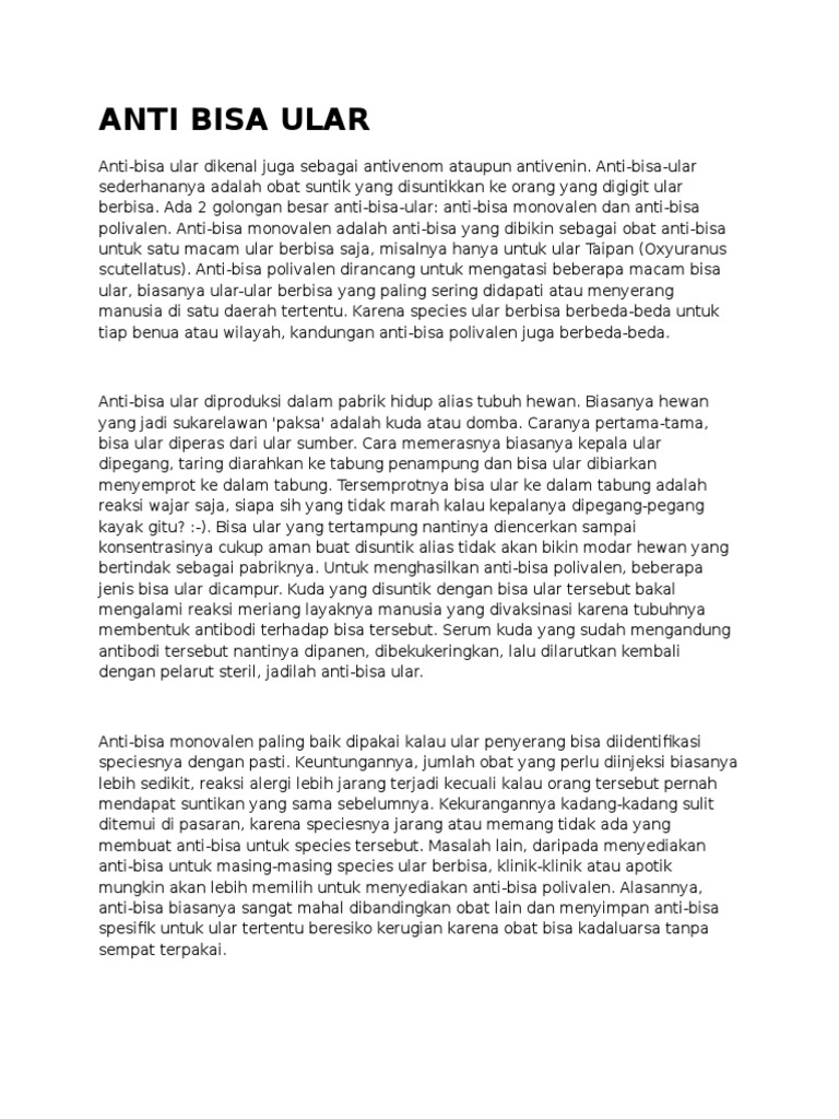 Serum Anti Bisa Ular | PDF
