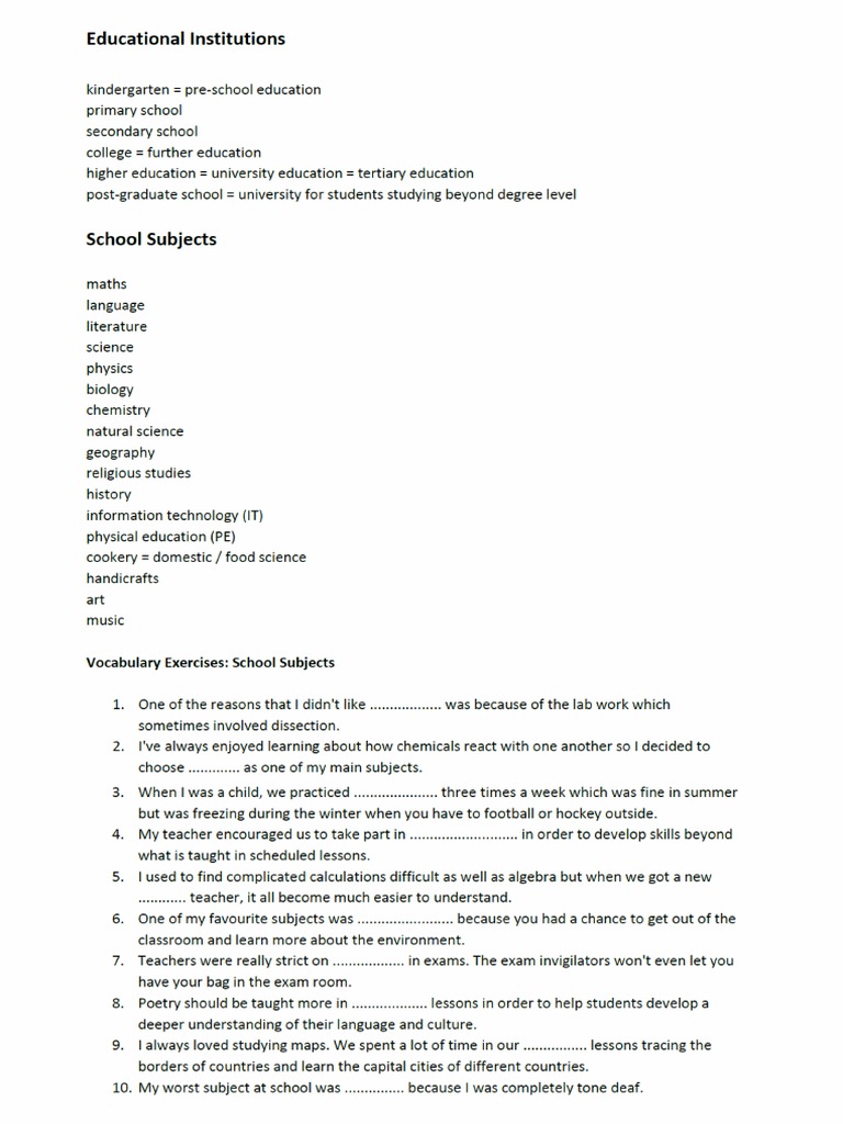 Education Vocabulary PDF 1 ' | PDF