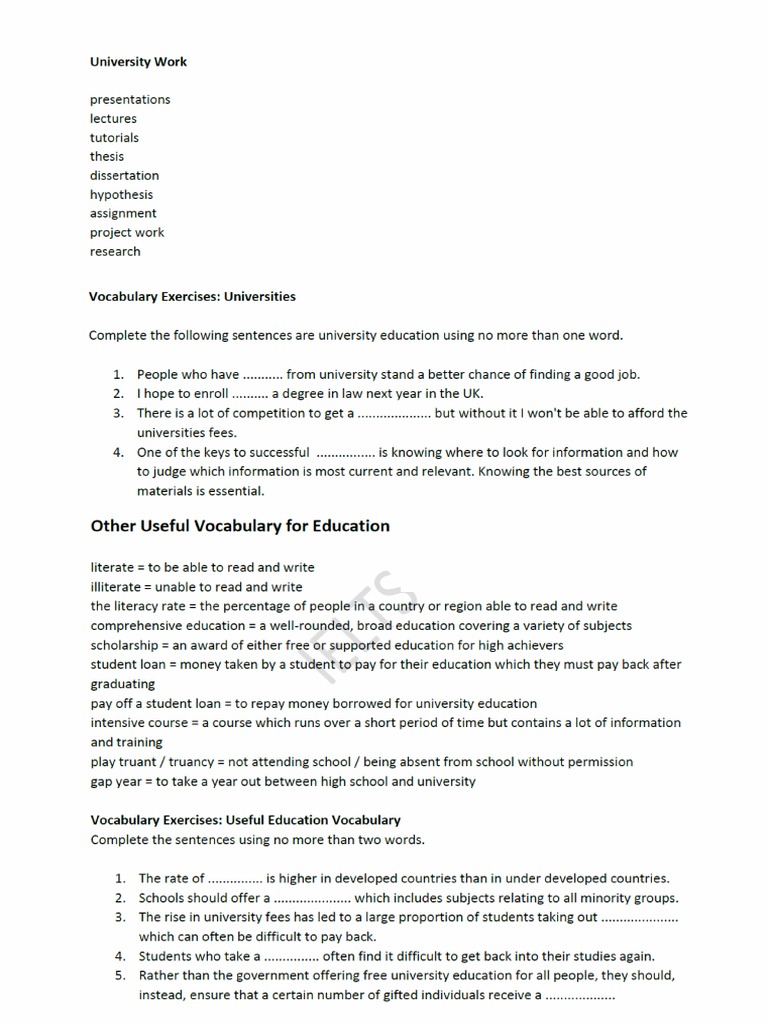 Education Vocabulary PDF 1 3 | PDF