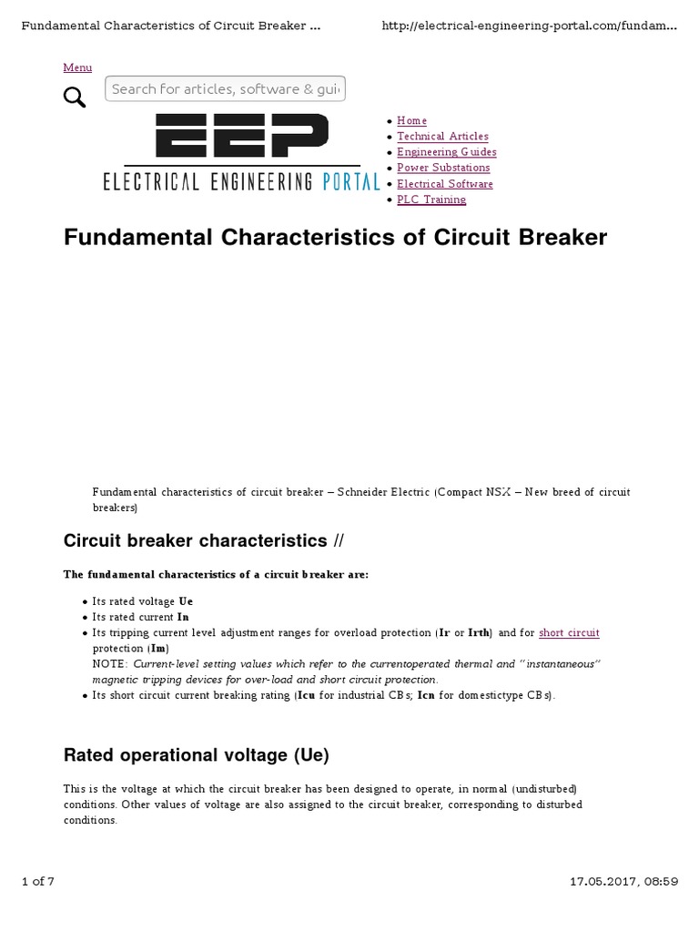 Fundamental Characteristics of Circuit Breaker | PDF | Relay | Electric ...