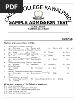 Past Papers Entry Test Class 7th | PDF | Flowers | Triangle