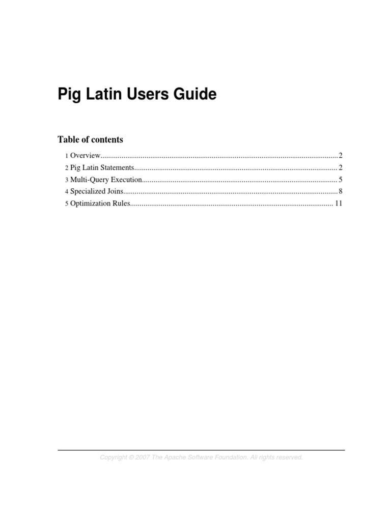 Pig Latin Users Guide | PDF | Apache Hadoop | Map Reduce