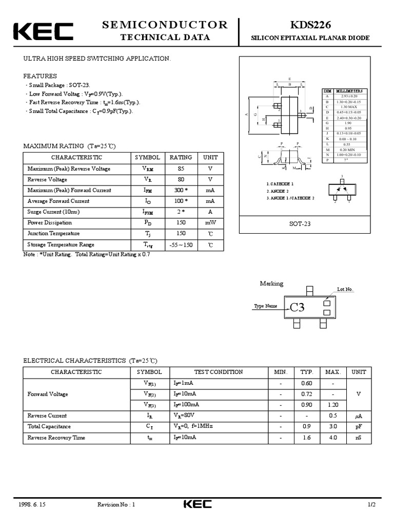 Semiconductor KDS226: Technical Data | PDF