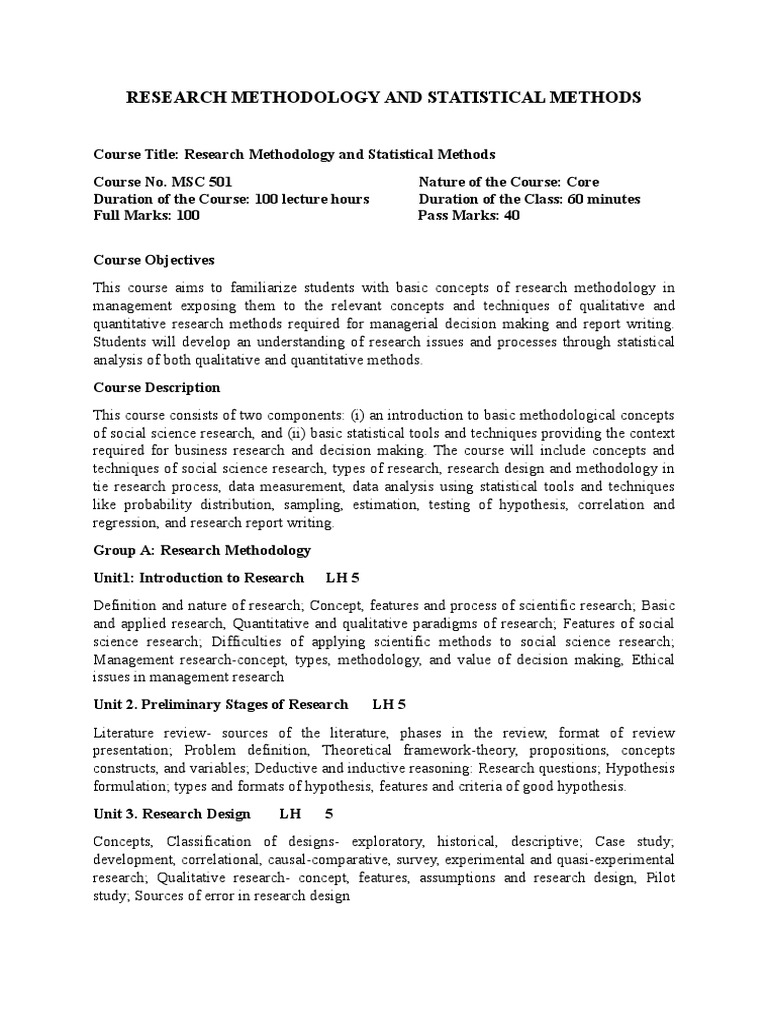 Research Methodology & Statistical Methods | PDF | Qualitative Research ...