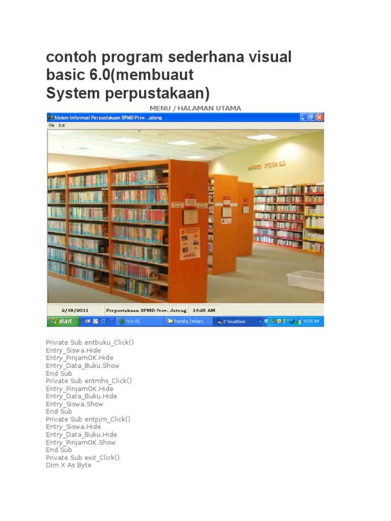 Contoh Program Sederhana Visual Basic 6 | PDF