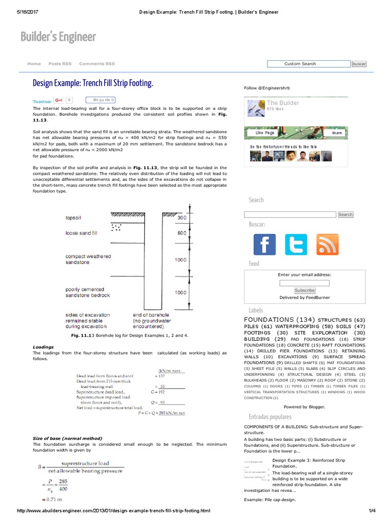 Design Example - Trench Fill Strip Footing | PDF | Deep Foundation ...