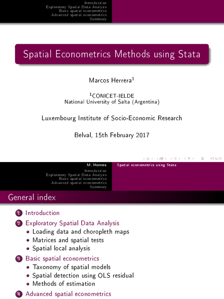 Spatial Econometrics with Stata Guide | PDF | Econometrics | Ordinary Least Squares