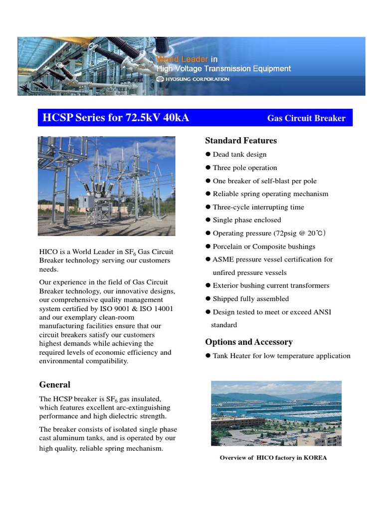 72.5kV HICO Gas Circuit Breaker Specs | PDF | Manufactured Goods ...