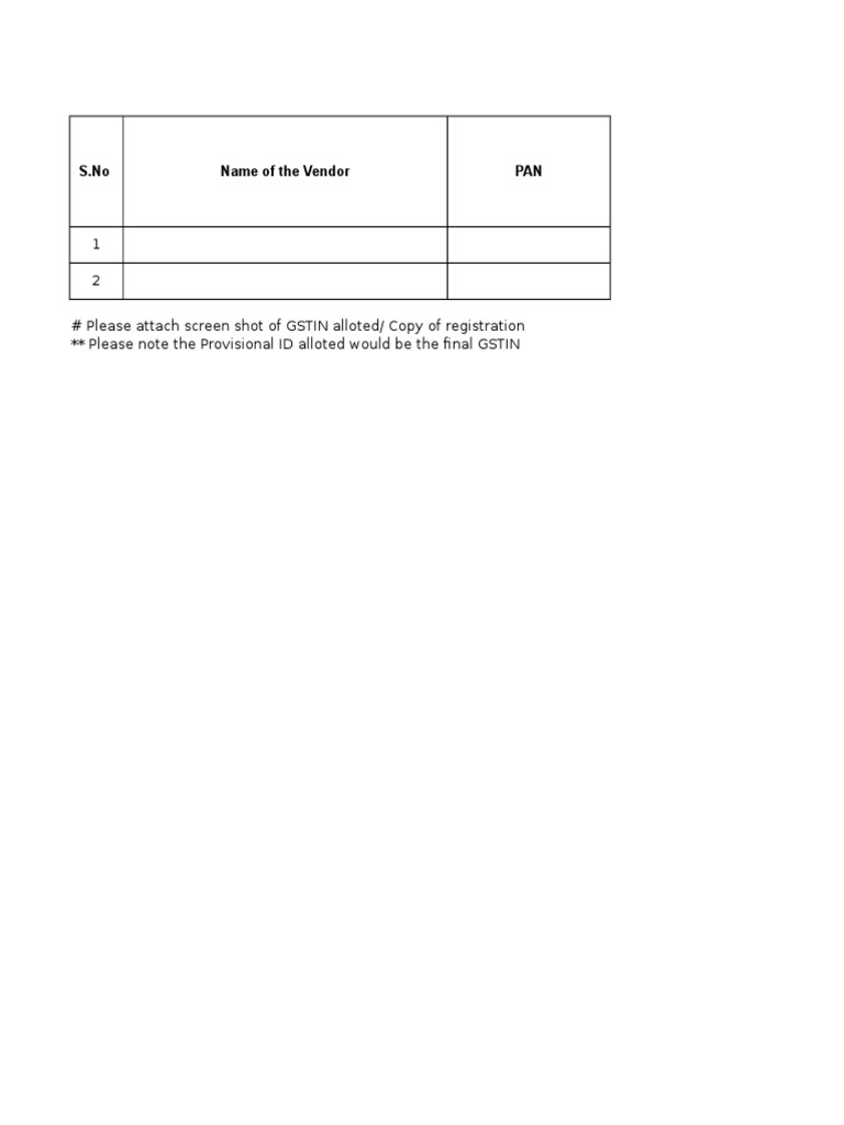 GST Registration Details Template | PDF
