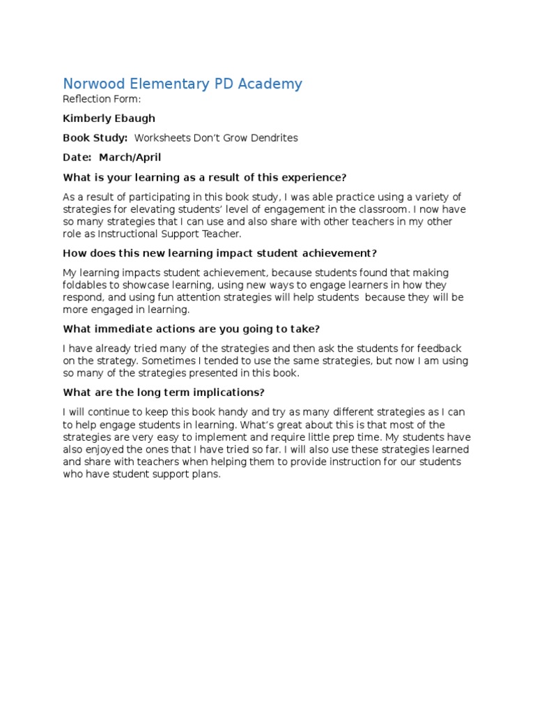 Reflection On Book Study | PDF