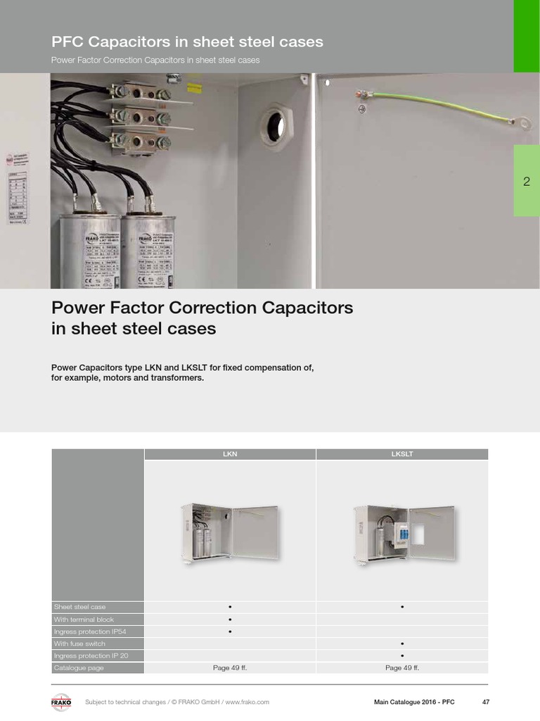 Power Factor Correction Capacitors in Sheet Steel Cases 2016 | PDF ...